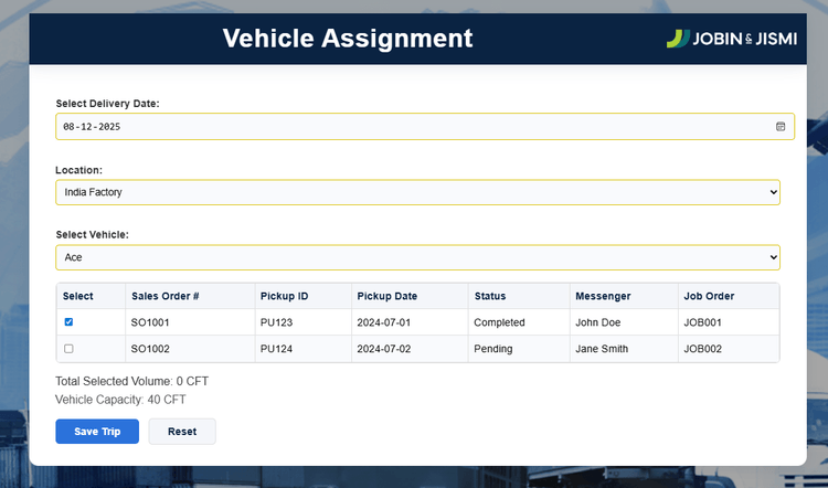 Vehicle Management System for NetSuite Logistics | Jobin & Jismi